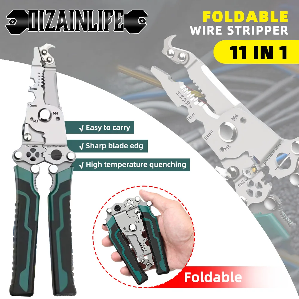 18 In 1 Foldable Multifunction Wire Stripper Piler Wire Cutter Crimping ...