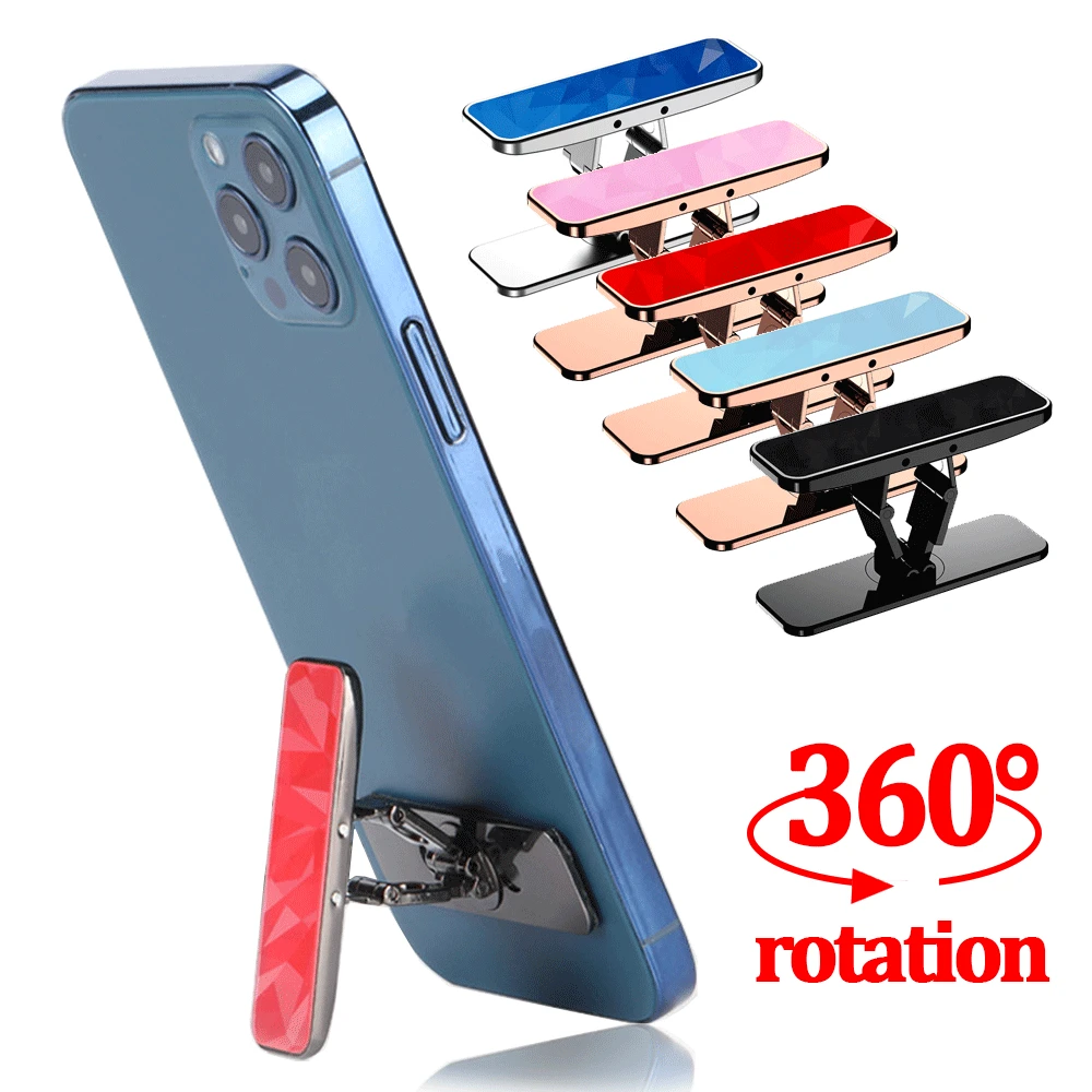 Luxury Mini Phone Holder 360° Rotating Invisible Metal Folding Phone ...