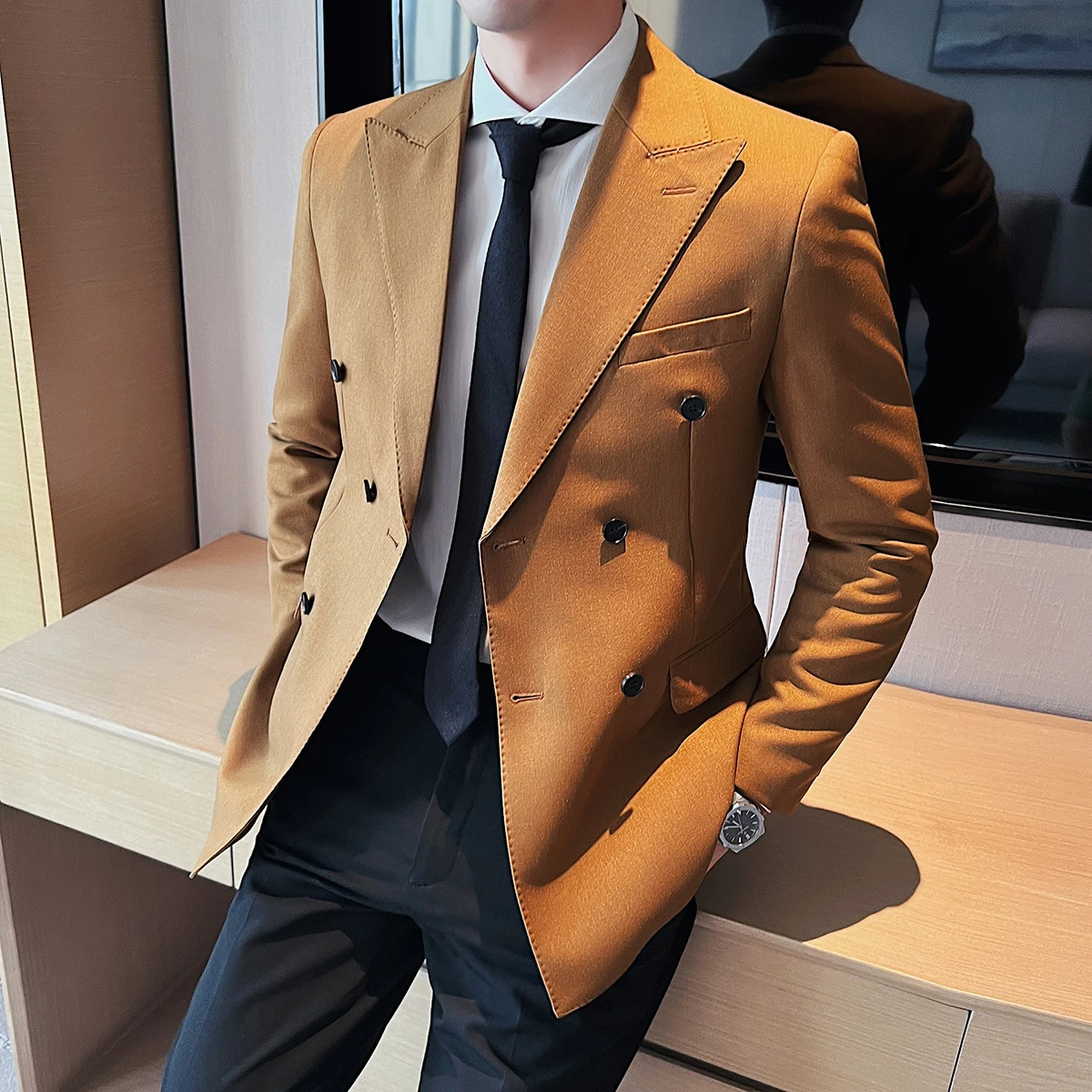 2022-moda-doppio-petto-giacca-Slim-Fit-uomo-formale-marca-kaki-verde ...