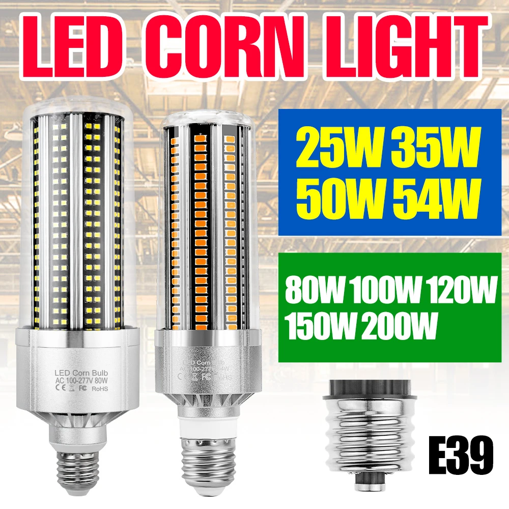 E27 LED Bulb Corn Lamp E39 Candle Lights 220V Lampara Led Chandeliers ...