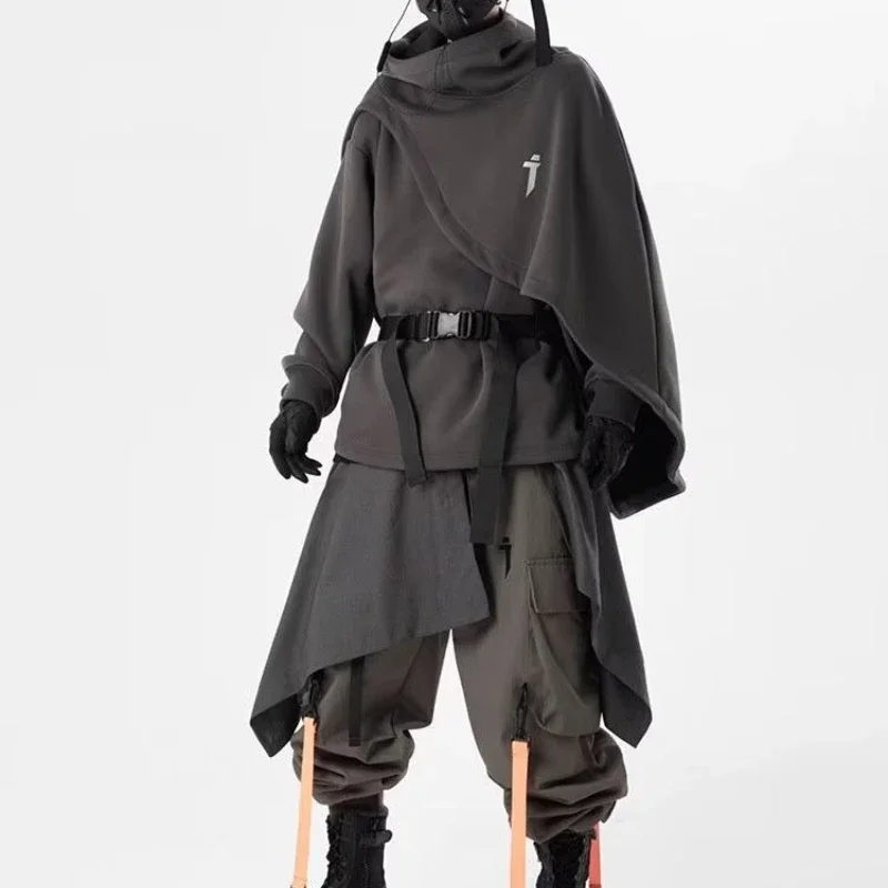Japanese Heavy Industry Cloak Sweatshirt Functional High Collar Cloak ...