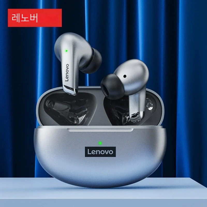 레노버 LP5 블루투스 5.0 이어폰, 게이밍 헤드셋, 스포츠 방수 무선 이어버드, 소음 감소 헤드폰, 마이크 포함 ...