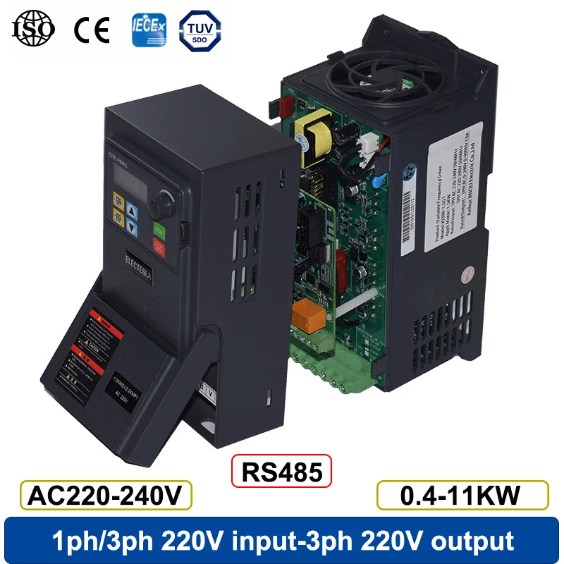 VFD Water Pump Inverter Built-in RS485 0.75kw-3kw Three Phase 380V Output Variable Frequency ...