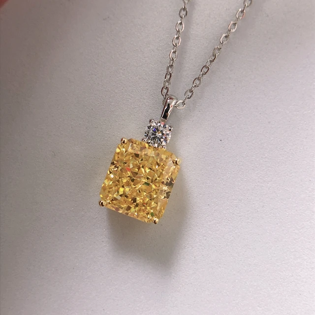 Square Yellow Diamond Necklace