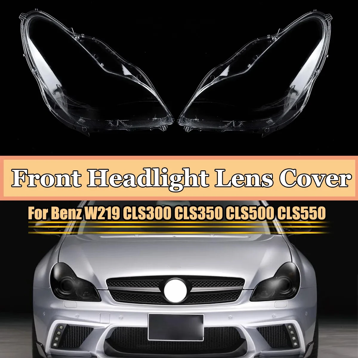 Left-Right-Car-Front-Headlight-Lens-Cover-For-Mercedes-Benz-W219-CLS350 ...