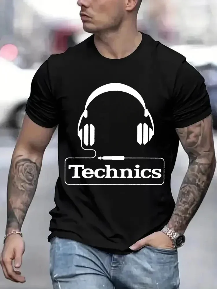 Technics-Headphone-Print-T-Shirts-Men-Harajuku-Fashion-T-Shirt-Oversized-Summer-Short-Sleeve-T ...