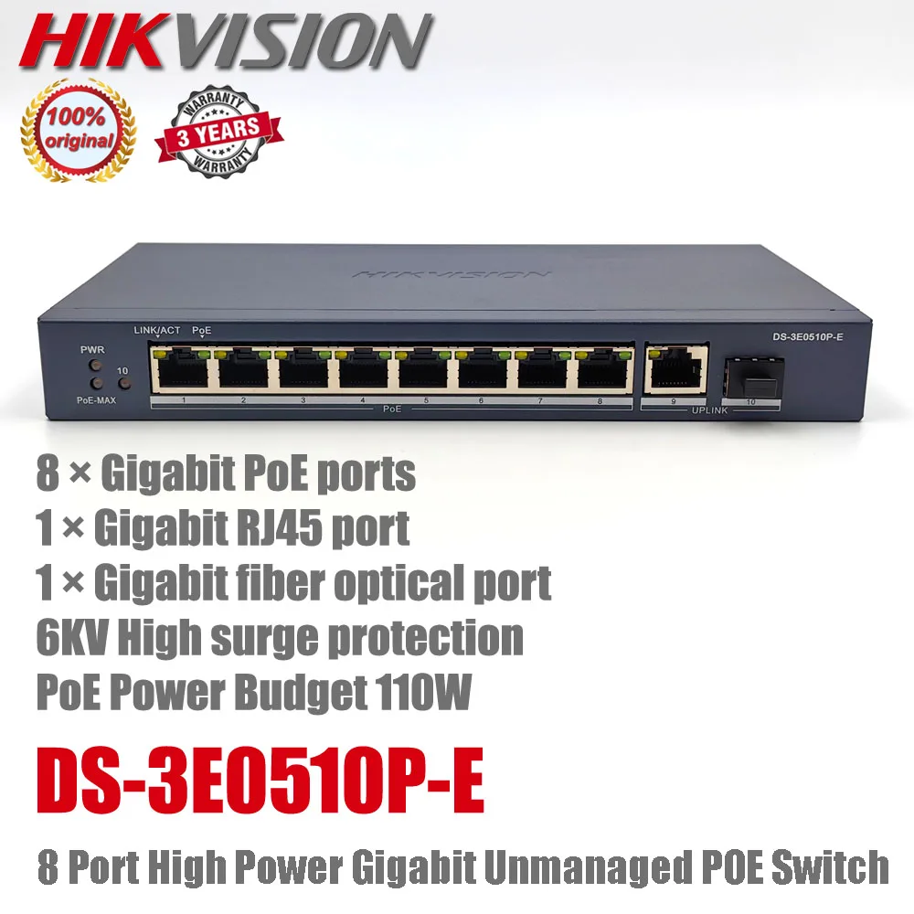 Original-Hikvision-DS-3E0510P-E-8-Port-6KV-Surge-Protection-Gigabit ...