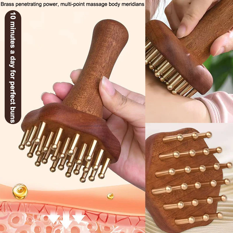 Brass Bead Massage Gua Sha Comb Meridian Brush Handle Point Massager ...