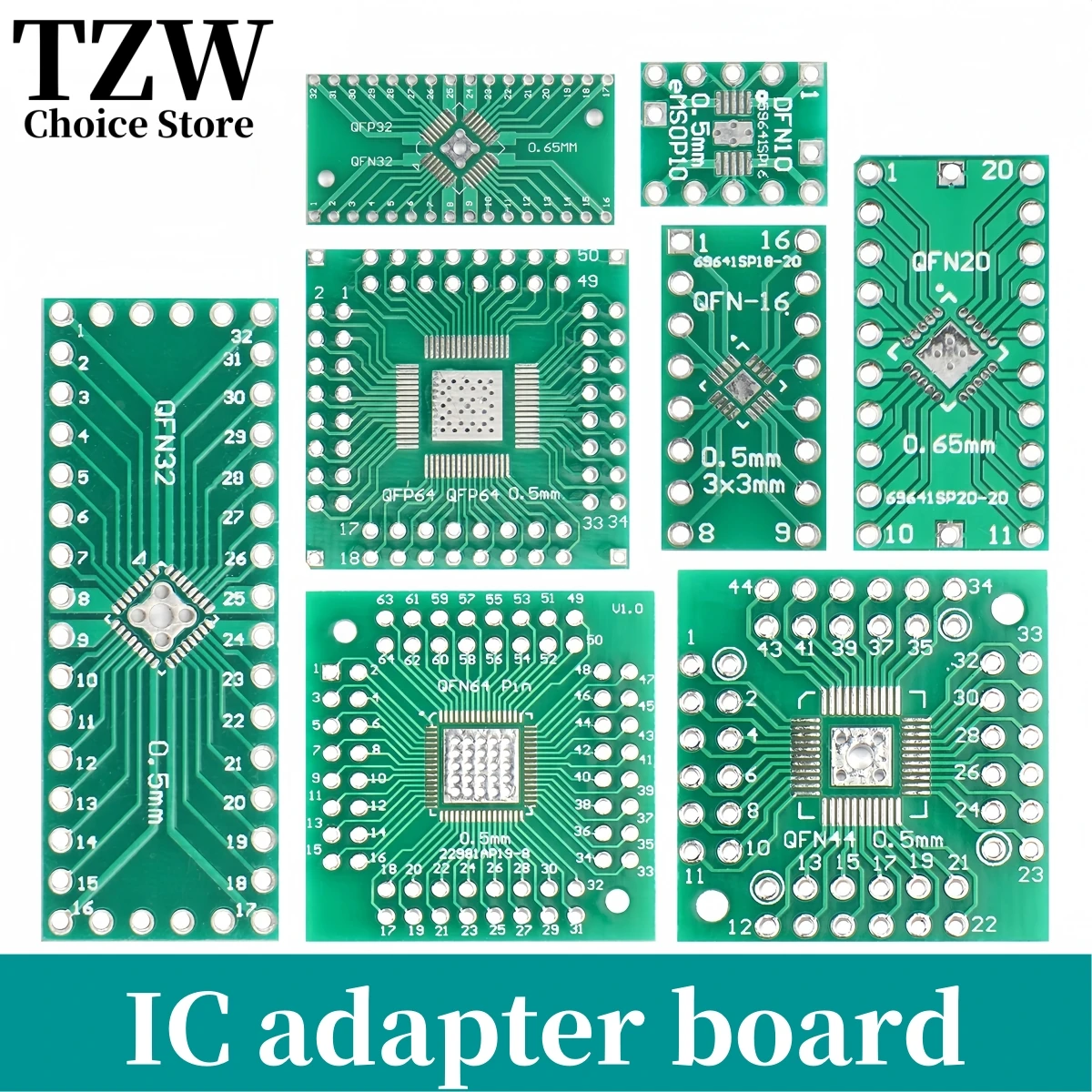 10Pcs-QFN10-QFN16-QFN20-QFN32-QFN44-QFN56-QFN64-Adapter-Board-QFN-to-0 ...