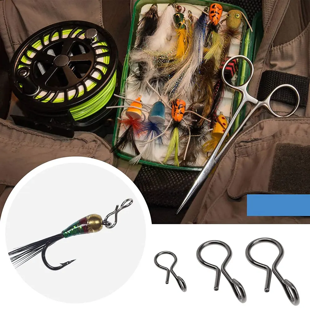 50Pcs Portable Fly Fishing Snap Quick Change for Flies Hook Lures ...