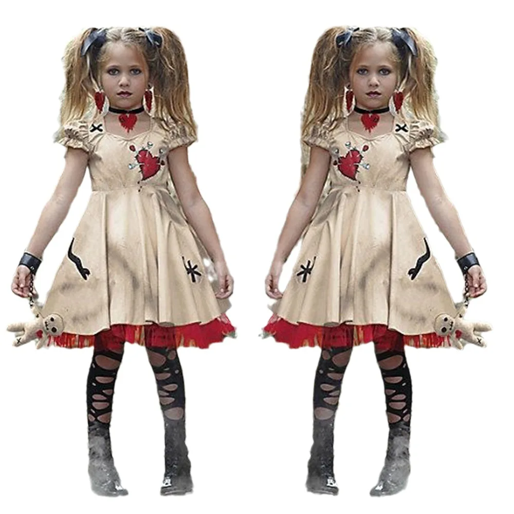 Halloween Girl's Costume Voodoo Doll Costumes for Child Fancy Cosplay ...