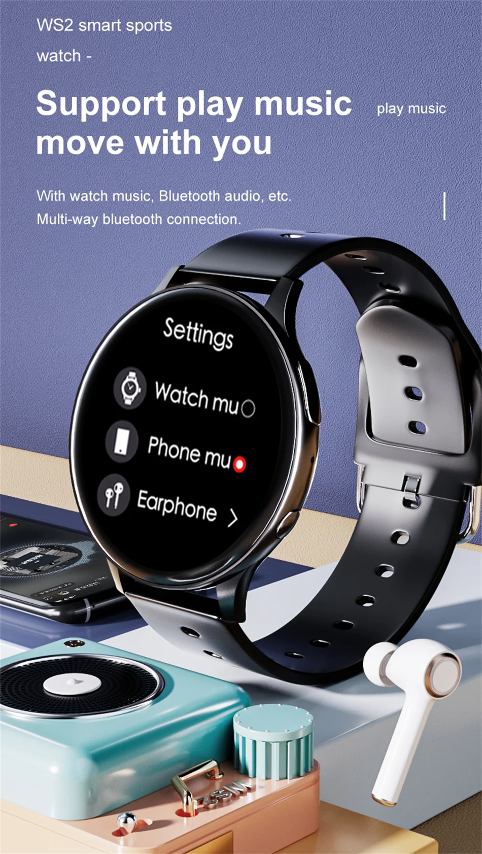 NFC+EPG+PPG smart watch for unix gender | PURPLE-BD