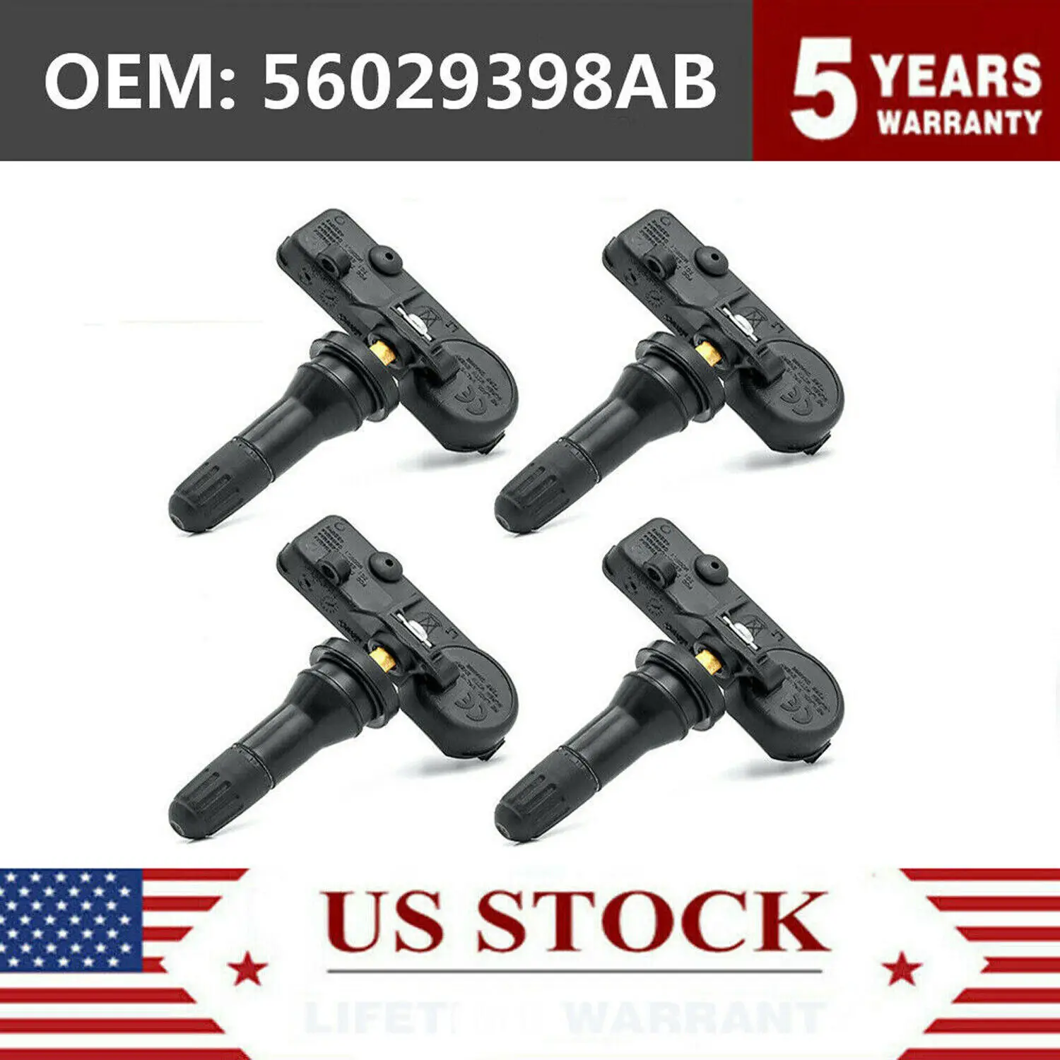 4PCS 56029398AB Genuine For Chrysler Dodge Jeep Ram TPMS Tire Pressure ...