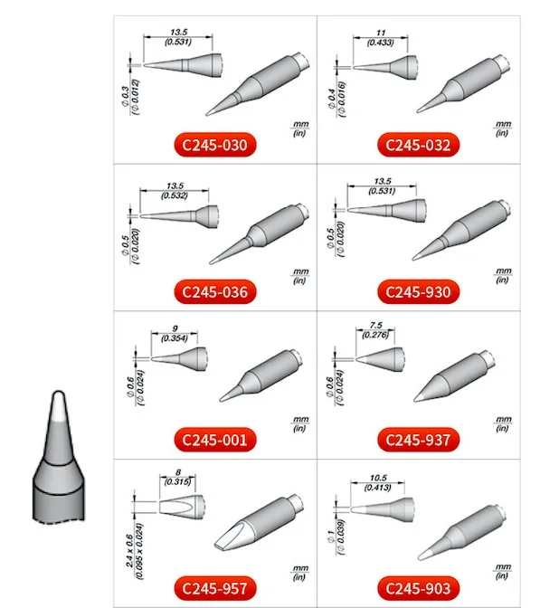 100-Original-JBC-C245-Soldering-Iron-Tips-For-Genuine-T245-A-Welding ...