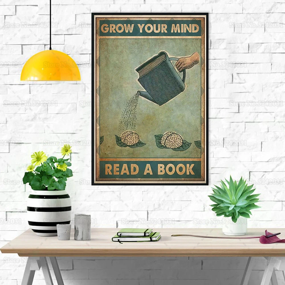 Art Reading Minds Book | Book Lover Poster | Library Poster | Painting ...