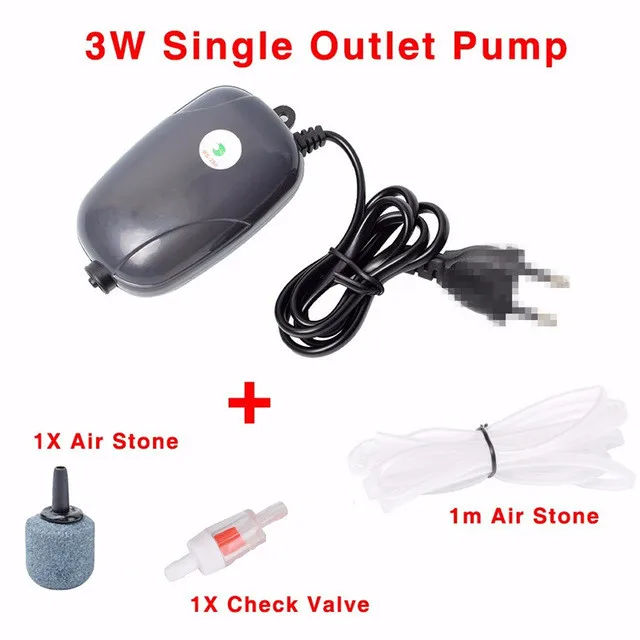 Aquarium Air Pump Fish Tank Mini Compressor Single Double Outlet with ...
