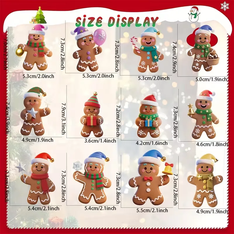 12Pcs Wooden Gingerbread Man Ornaments Christmas Tree Hanging Pendants ...