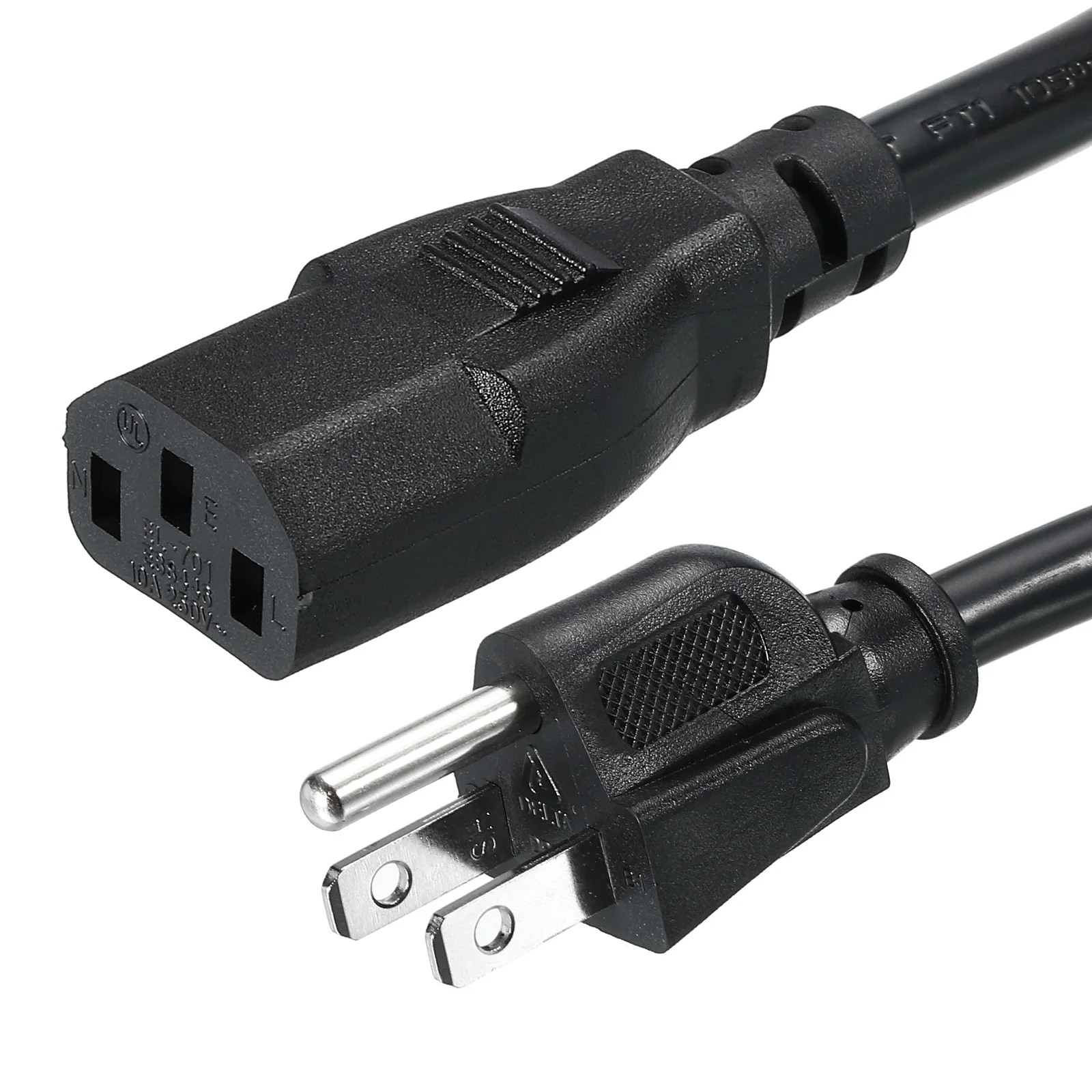 AC Power Cord 3 Prong 5ft (1.5 Meters) 14 AWG Plug AC Cable NEMA 5-15P ...
