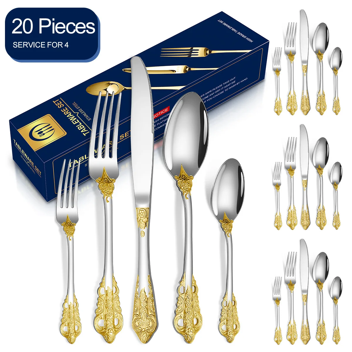 Palace-Stainless-Steel-Tableware-Hotel-Gold-Plated-Retro-Relief-20 ...