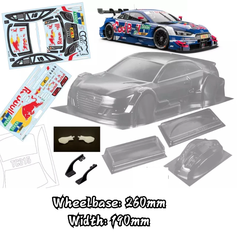 High quality S5 DTM Touring 1/10 drift RC PC body shell lampshade190mm ...