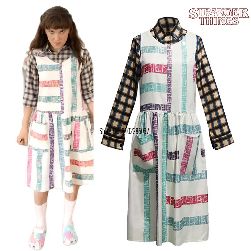 Stranger Things Cosplay Season 4 Dresses Eleven Women Party Dress Plaid ...