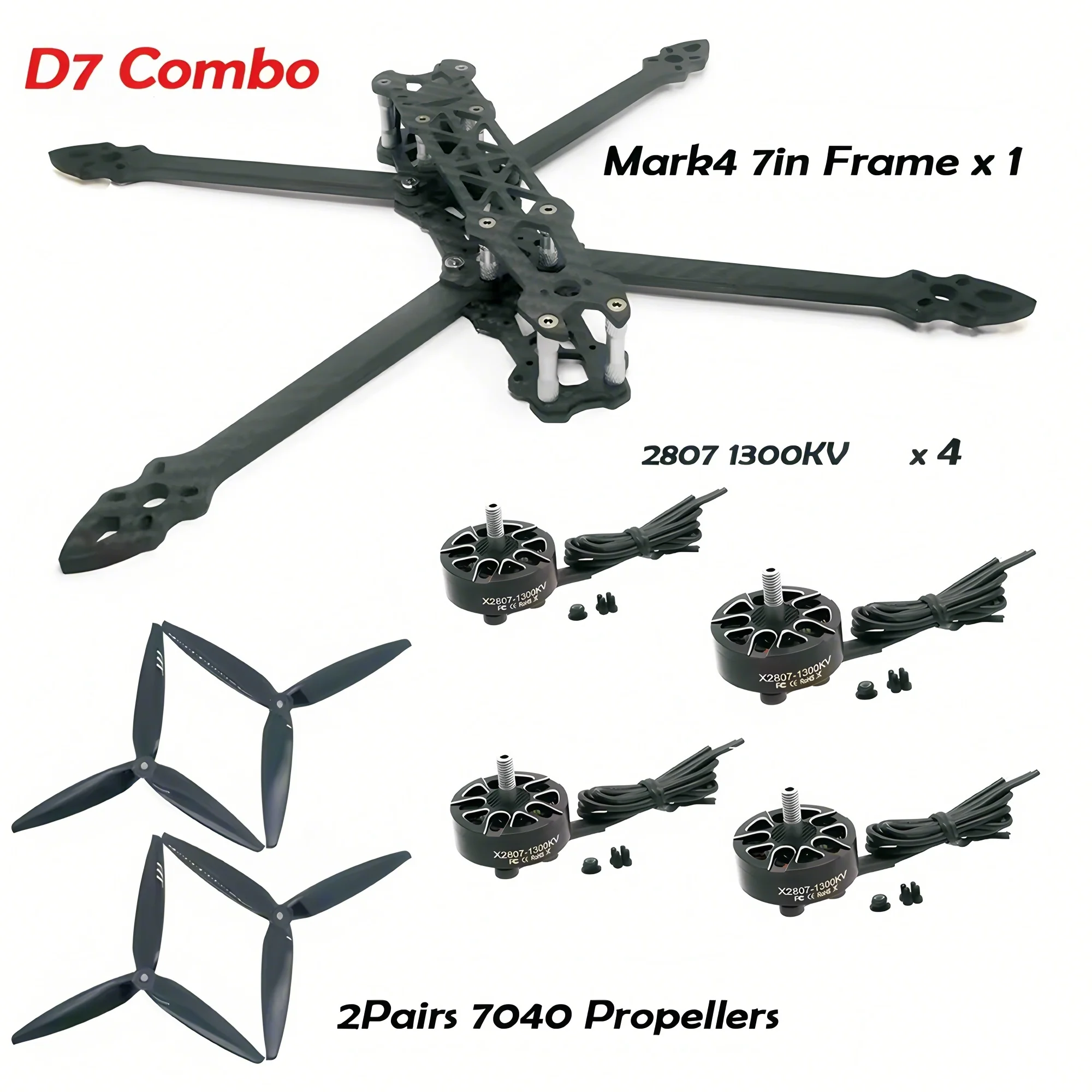 Mark 4 7inch 295mm 2807 1300KV Brushless Motor 7040 Propeller for Mark4 ...