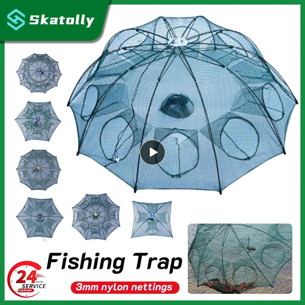 4-16-Hole-Portable-Automatic-Hand-Fishing-Net-Hexagon-Fish-Network ...