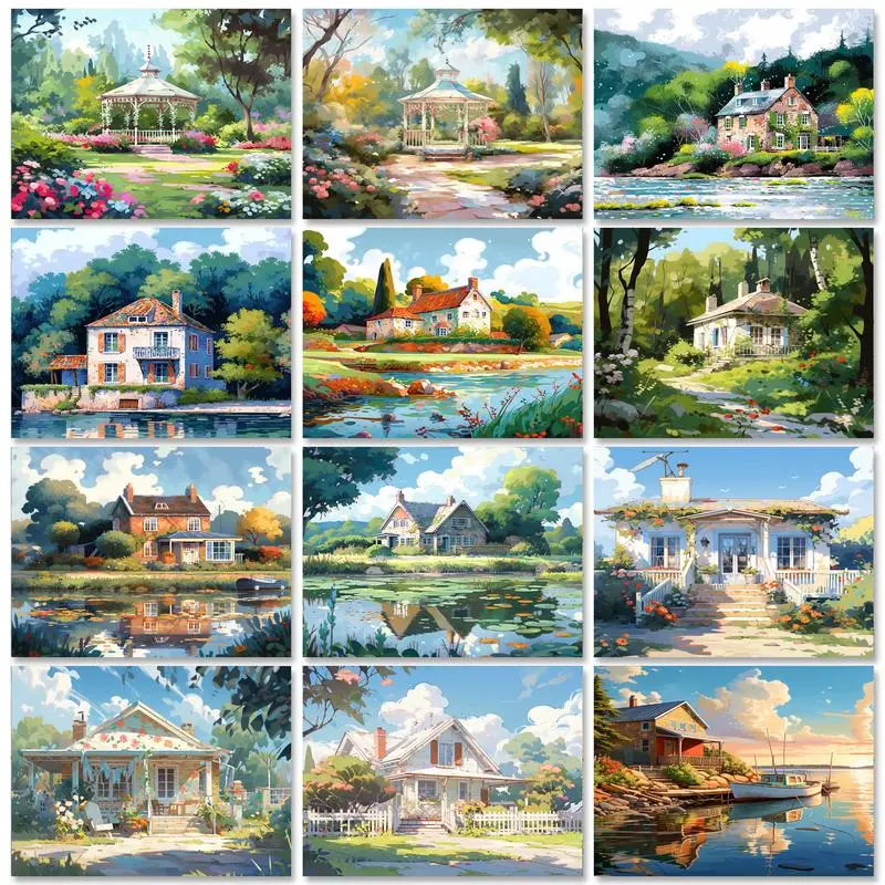 GATYZTORY-Frame-Diy-Painting-By-Numbers-Countryside-Landscape-Kits ...