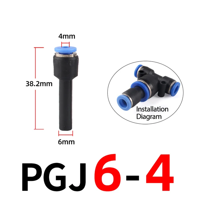 1PCS Or 5PCS Pneumatic Fittings Plug Push in Reducer through PGJ 6/8/10/12mm Tube To 4/6/8/10mm ...