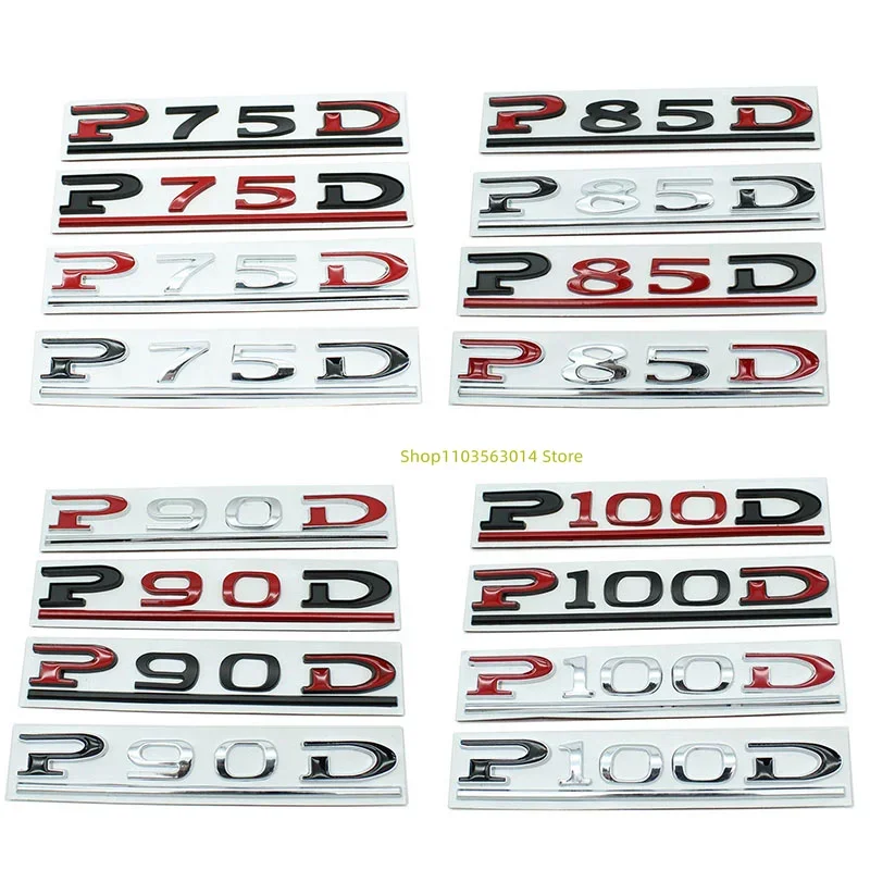 Car 3D Metal P75D P90D P100D Logo Decals Sticker For Tesla Model 3 X S ...