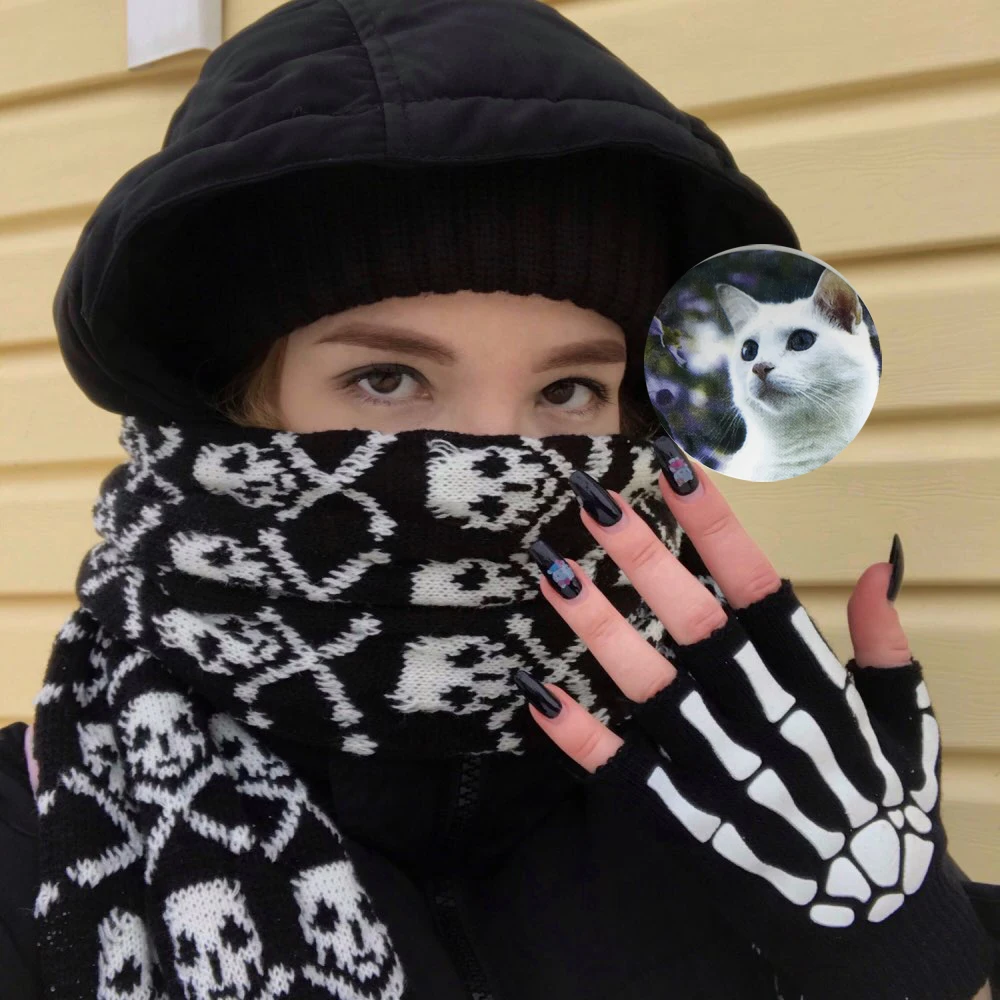Skull Scarf Women Men Knitted Skull Scarves Fashion Decorated Skeleton ...
