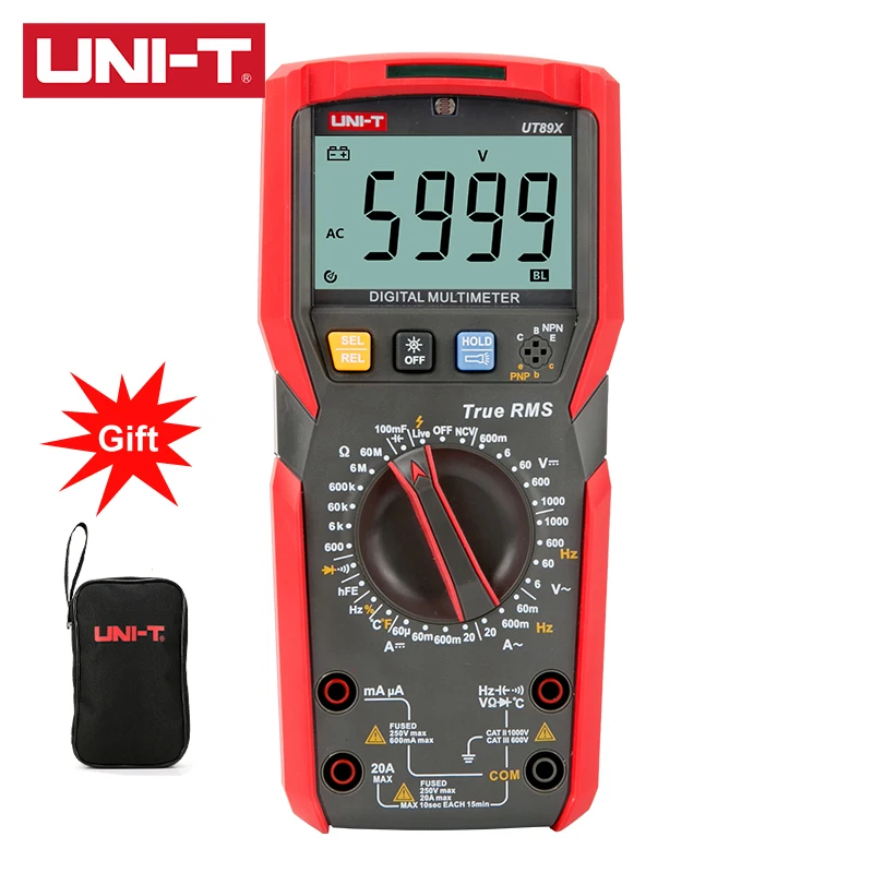 UNI-T UT89X UT89XD Professional Digital Multimeter True RMS NCV 20A ...