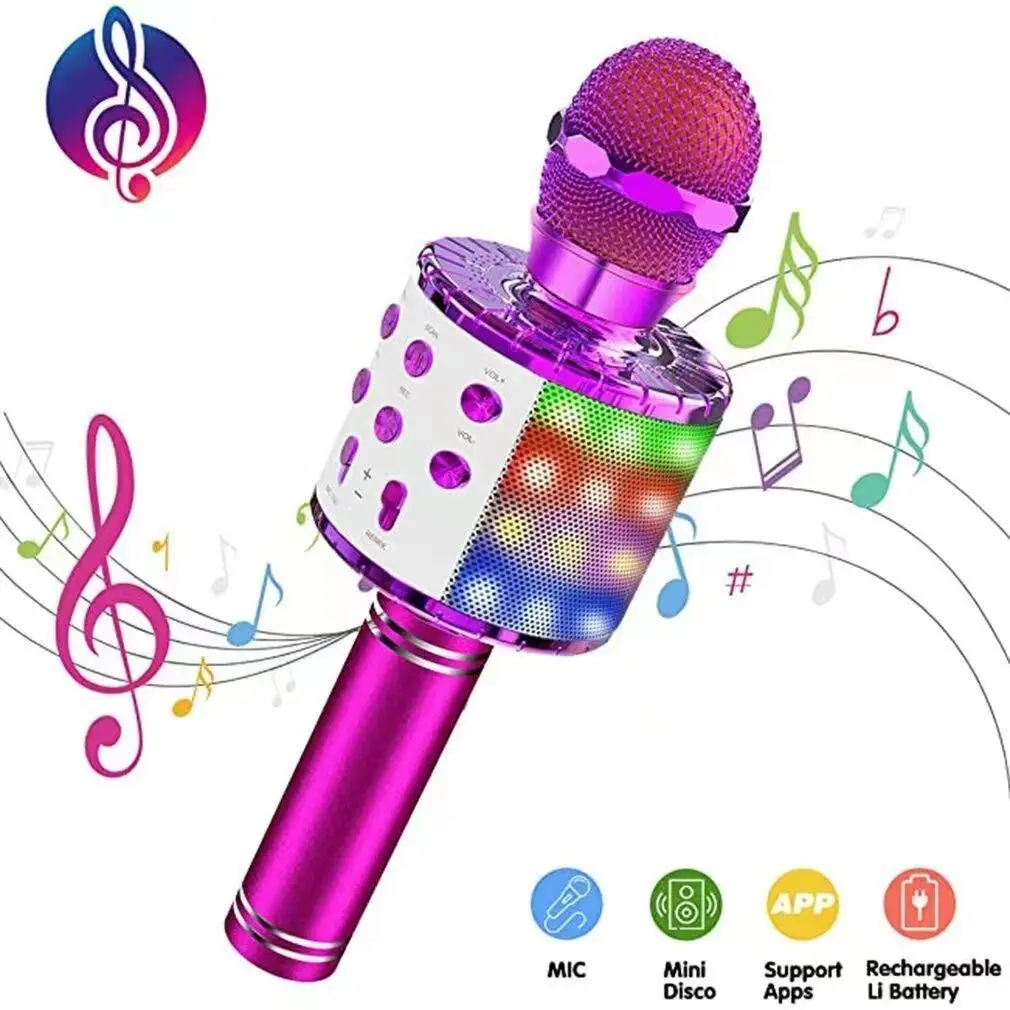Wireless-Bluetooth-microphone-with-LED-lamp-karaoke-home-KTV-child ...