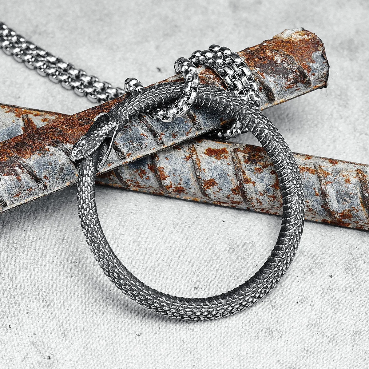 Ouroboros-Snakes-Pendant-Men-Simple-Necklace-316L-Stainless-Steel-Python-Chain-Punk-Rock-Party ...