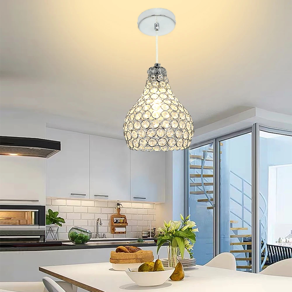 Depuley Modern Crystal Ceiling Pendant Light Adjustable Flush Mount ...