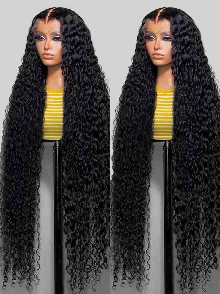 40 Inch 13x6 HD Lace Frontal Wig Water Deep Wave Glueless Human Hair ...