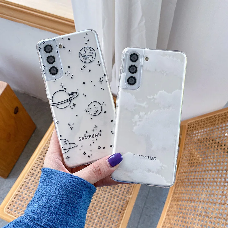 Cute-Clouds-Planet-Phone-Case-for-Samsung-Galaxy-S23-Ultra-S22-S21-S20 ...