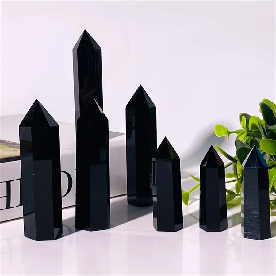 1pc-Natural-Healing-Black-Obsidian-Tower-Crystal-Obsidian-Hexagonal ...
