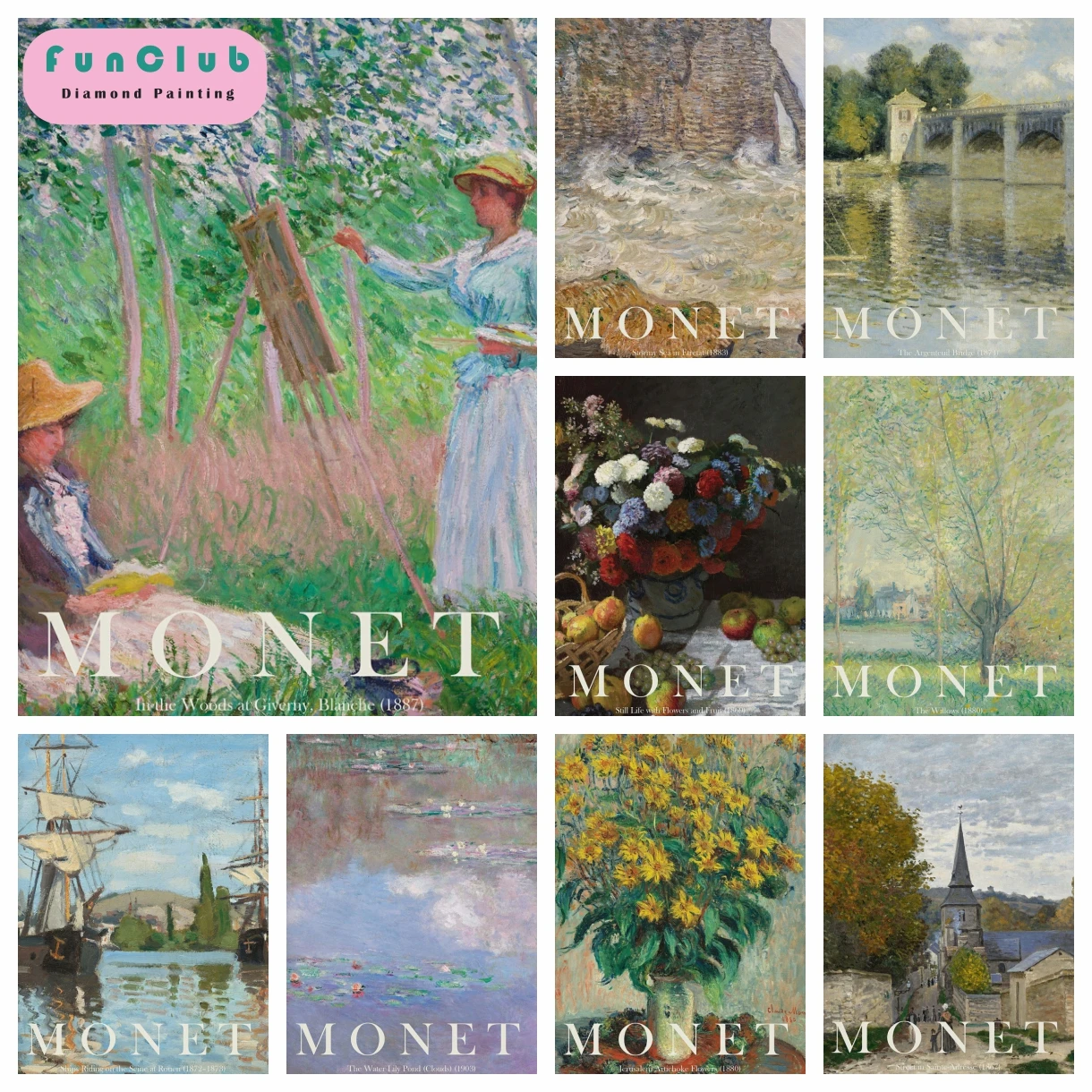 DIY Diamond Art Painting Kit Claude Monet Famous Artist Classic ...