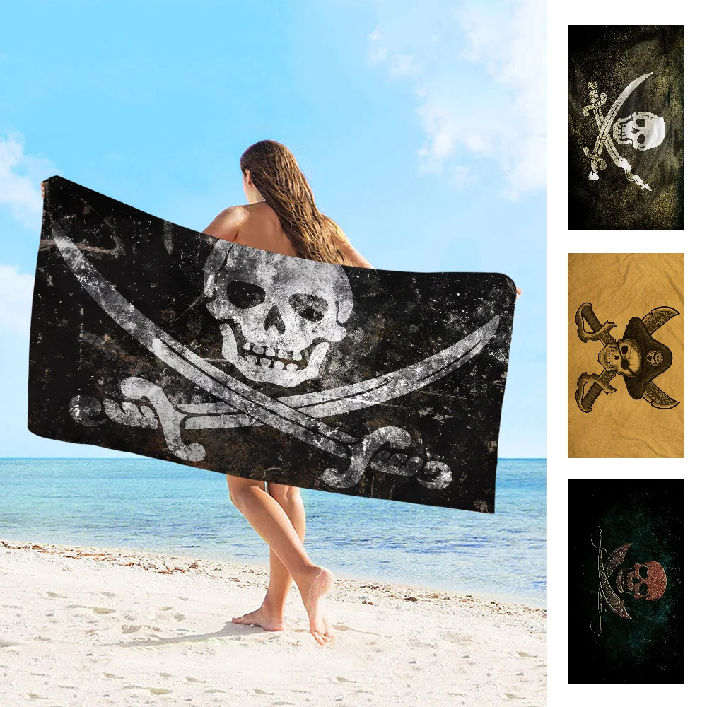 Retro-Pirate-Ship-Rune-Skull-Towel-Microfiber-Beach-Towel-Absorbent ...