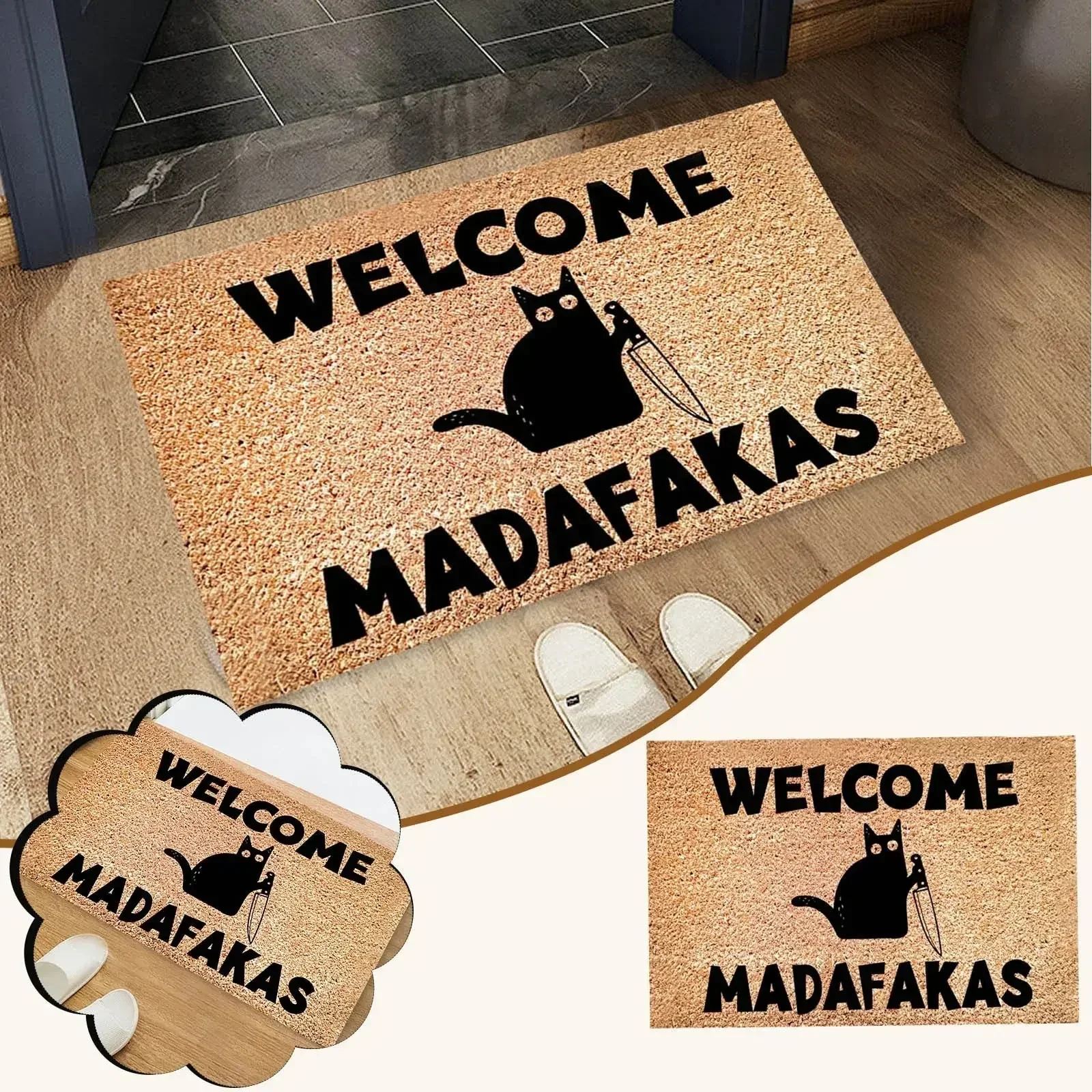 Cat-Printed-welcome-Doormat-water-absorbent-Rugs-for-bedroom-bathroom ...