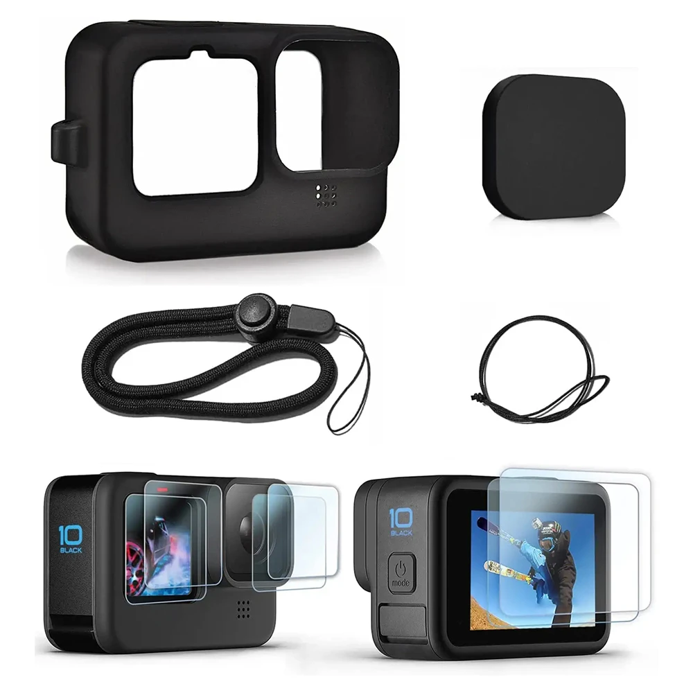 Silicone Sleeve Case For Gopro Hero 10/9 Black Screen Protectors + Lens ...