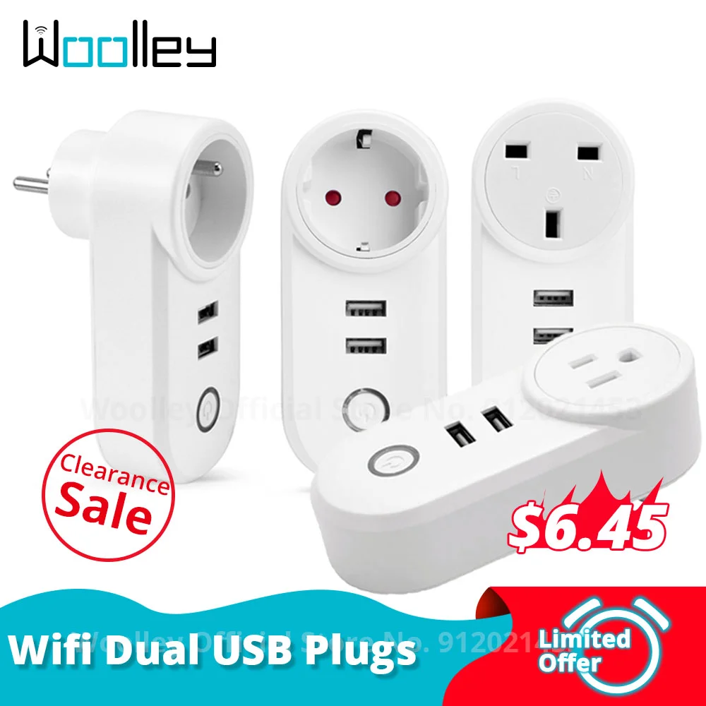 Woolley Wifi Smart Plug With Usb Charging Eu Uk Us Wireless Outlet Dual ...