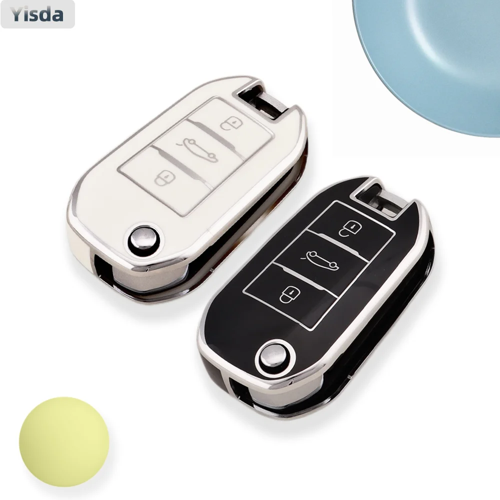 New-TPU-Car-Flip-Key-Case-Cover-Shell-For-Peugeot-208-308-408-508-2008 ...