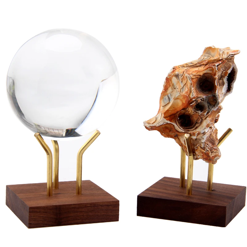 New arrival Small wood stand crystal ball with cooper stand golf ball ...