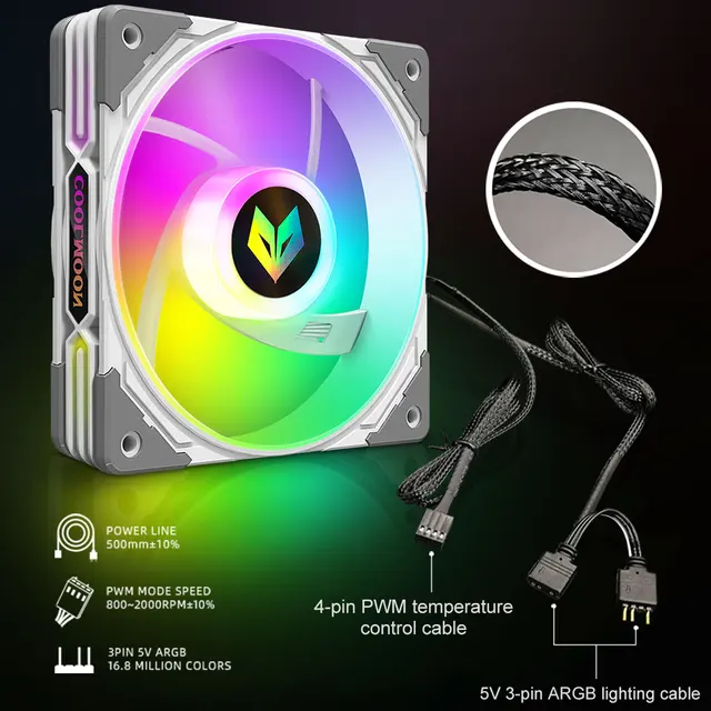 COOLMOON AS1CPU Full Color Gradient RGB LED PC Computer Case Cooling ...