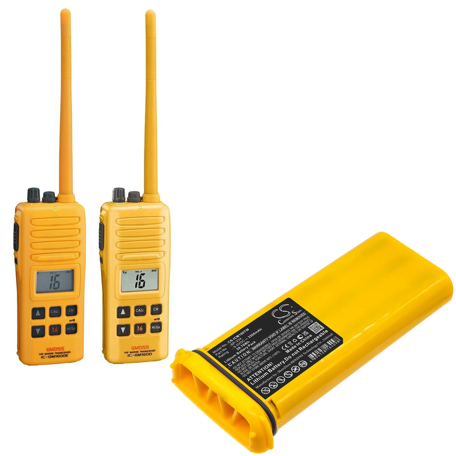 9.0V 3300mAh CS-ICM160TW Two-Way Radio Lithium Battery BP-234 for Icom ...