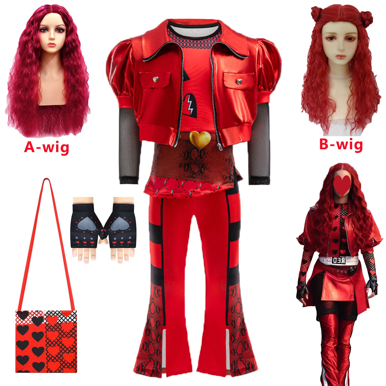 Kids The Rise of Red Costume for Girls D-Descendants Red Cosplay ...