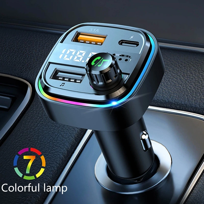 Carro-Bluetooth-5-0-Transmissor-Receptor-Handsfree-MP3-Player-sem-fio-Luz-ambiente-Transmissor ...