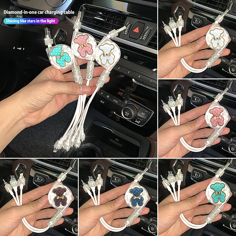 Bling-Car-Charger-USB-Multi-Charging-Cable-Cute-Auto-Fast-Charging-with ...
